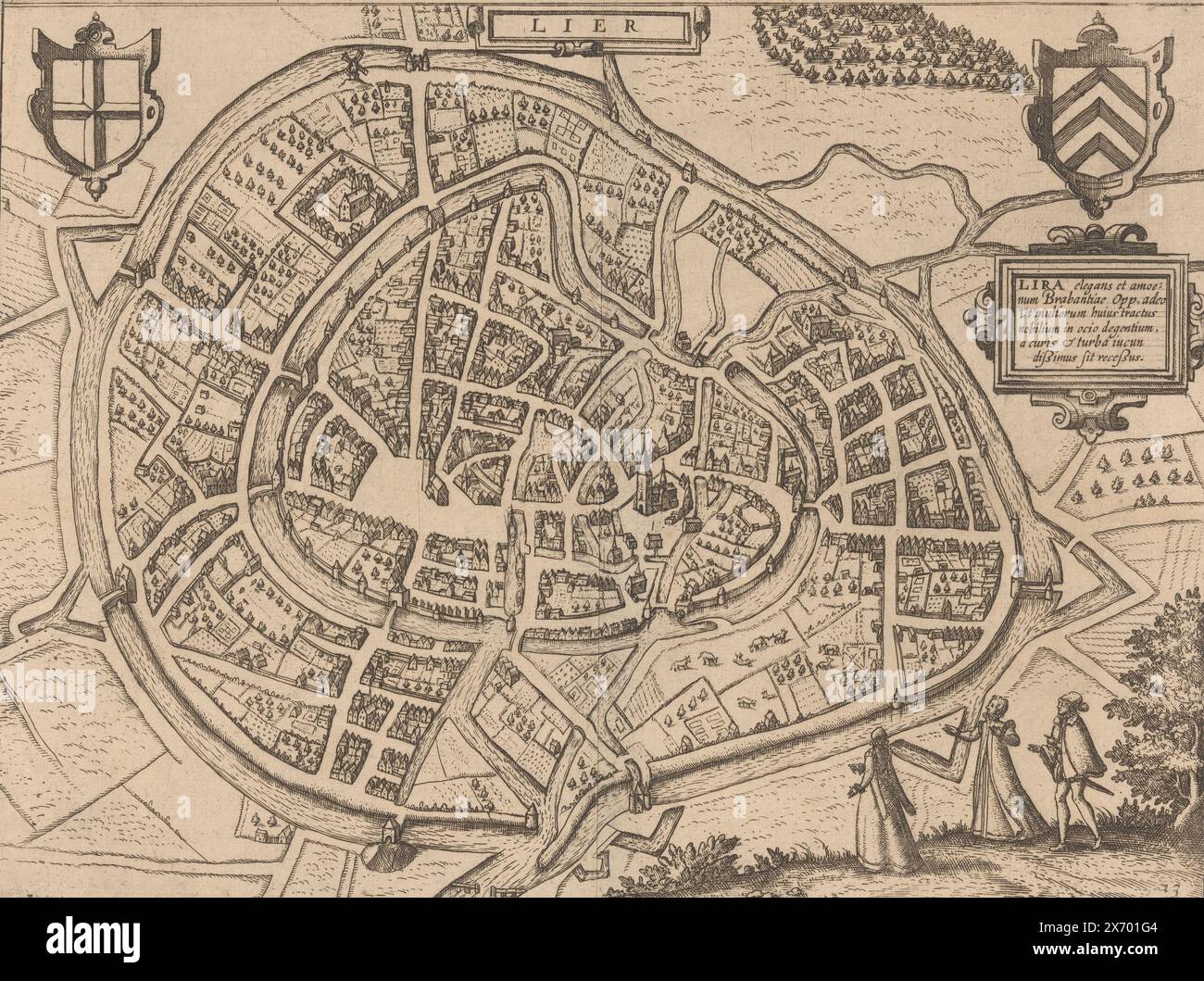 Map of Lier, Lier, Lira elegans et amoenum Brabantiae opp. adeo, ut ...