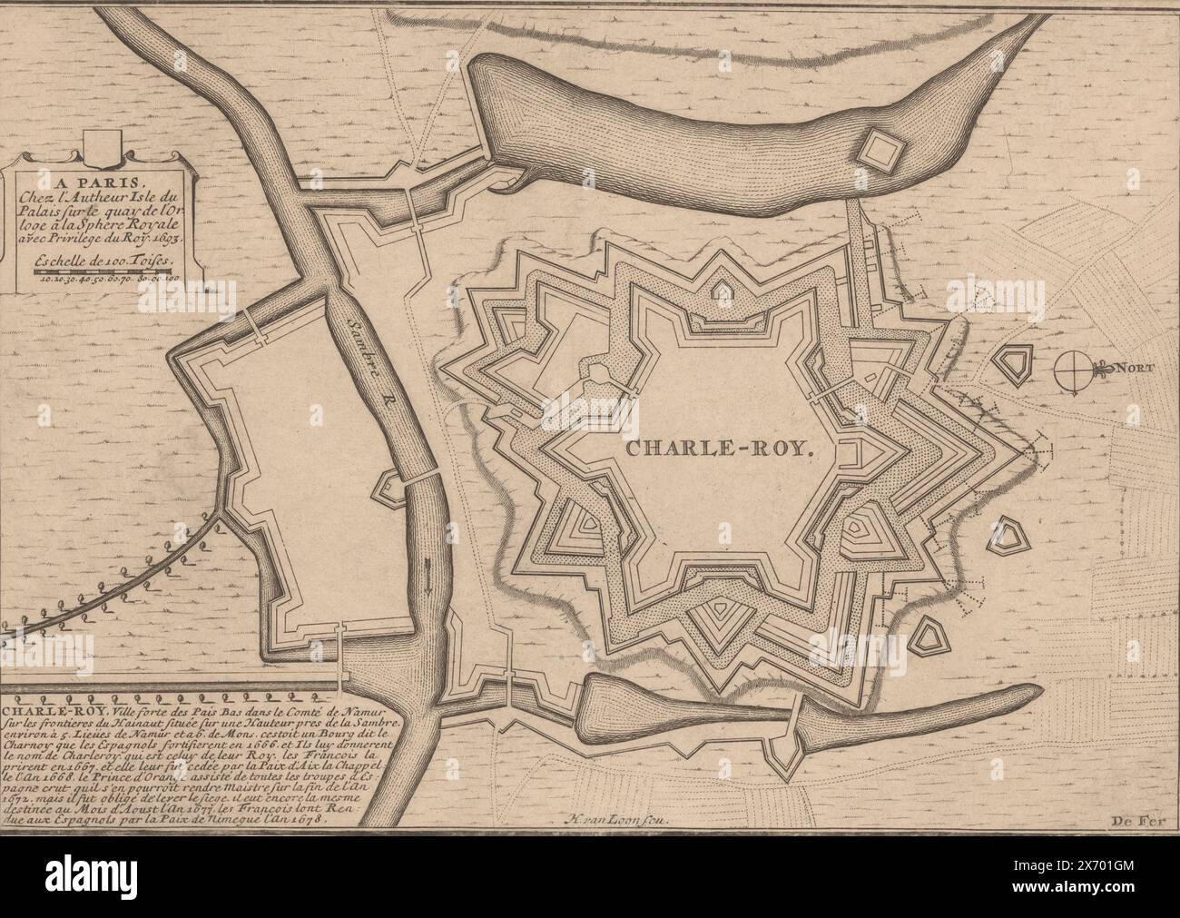 Fortress map of Charleroi, Charle-Roy, ville forte des Pais Bas dans le ...