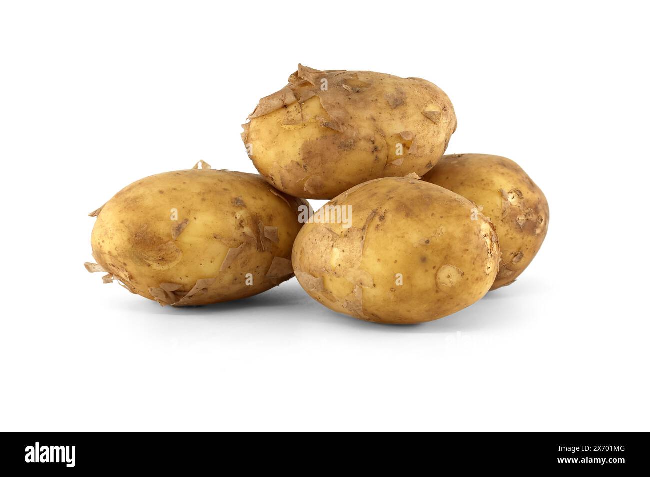 Group of fresh early potatoes, with a light brown skin and dark brown ...