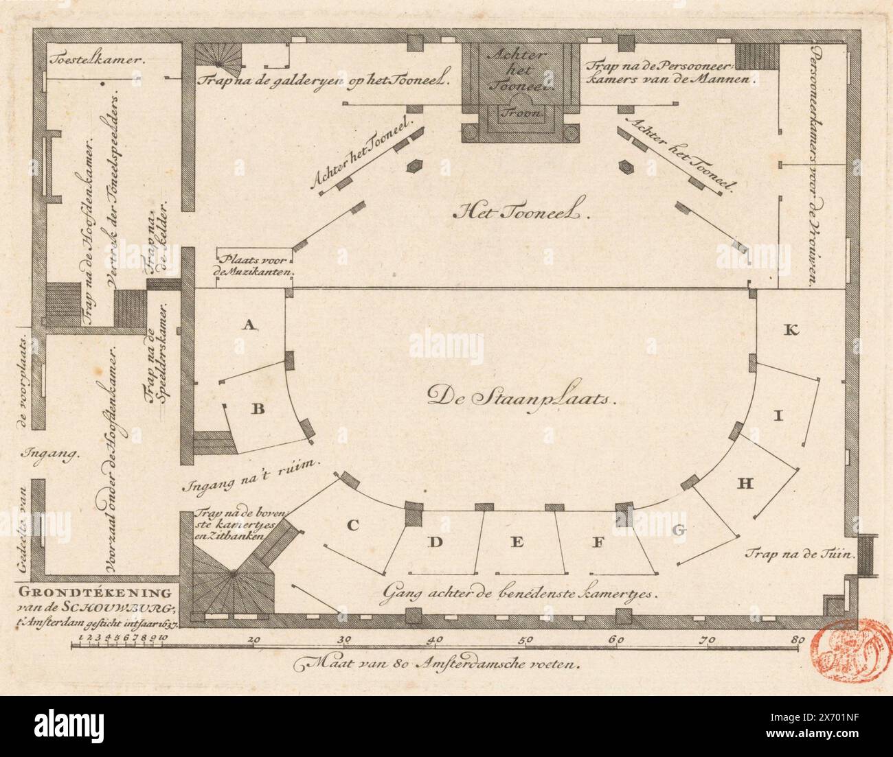 Floor plan of the Amsterdam Theater on the Keizersgracht in Amsterdam ...