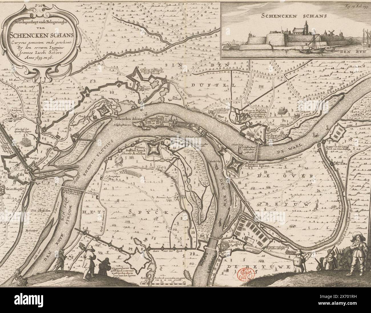 Map showing the siege and conquest of Schenkenschans by Frederik ...