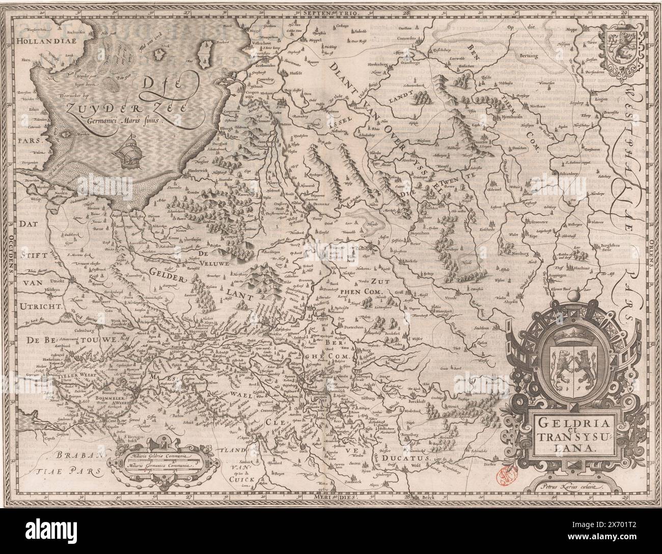 Map of Gelderland and Overijssel, Geldria et Transysulana (title on ...