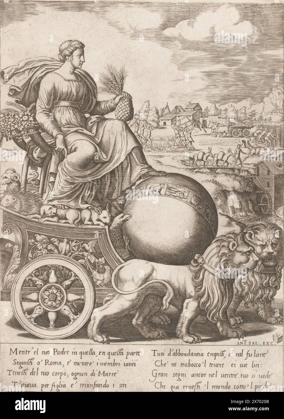 Cybele on her chariot, The 'earth mother' Cybele on a chariot drawn by ...