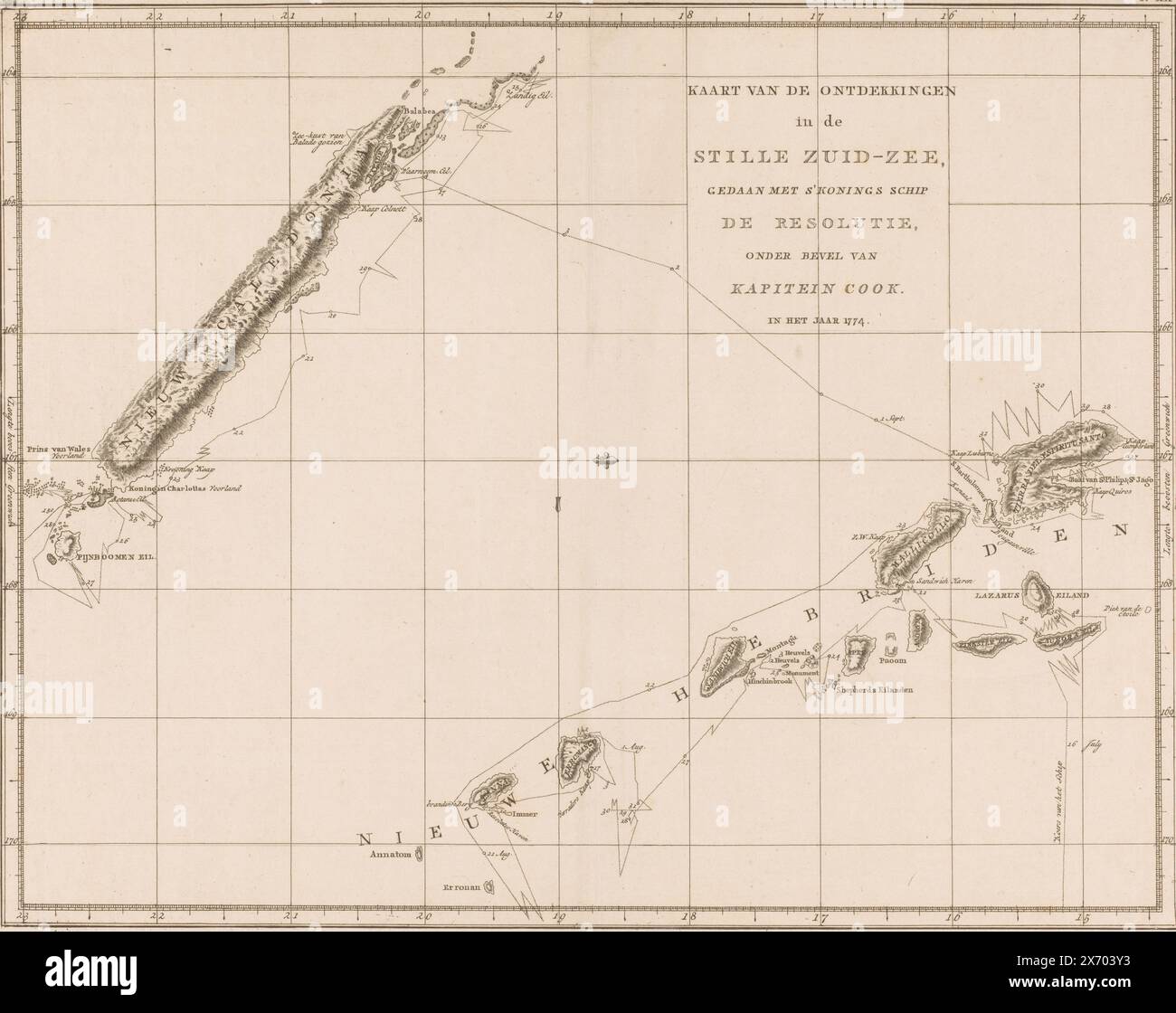 Map of the island of New Caledonia and other islands in the Pacific ...