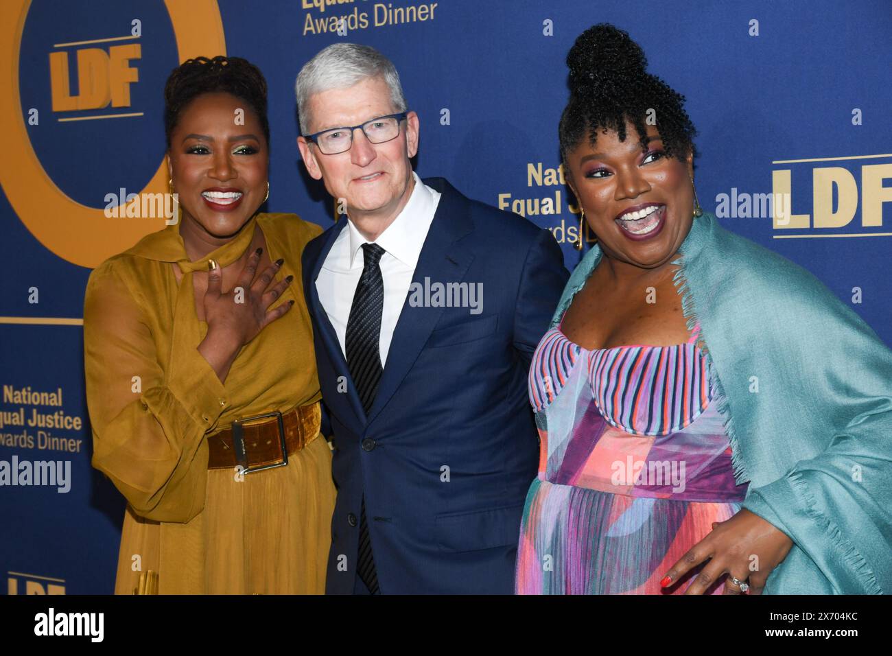 New York, USA. 16th May, 2024. Janai Nelson, Tim Cook and Tona Boyd ...