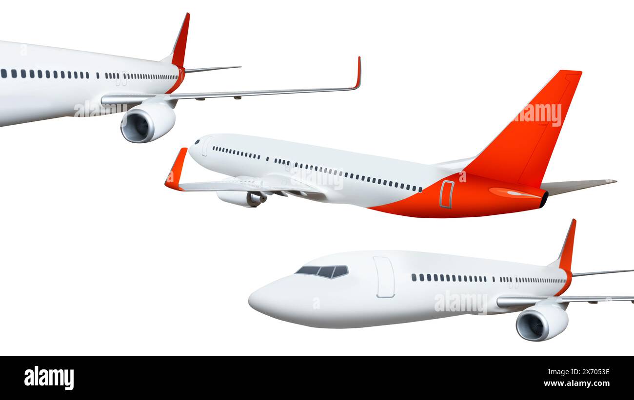 Flying airplane model isolated over white background Stock Photo - Alamy