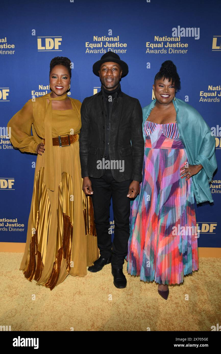 New York, USA. 16th May, 2024. Janai Nelson, Aloe Blacc and Tona Boyd ...