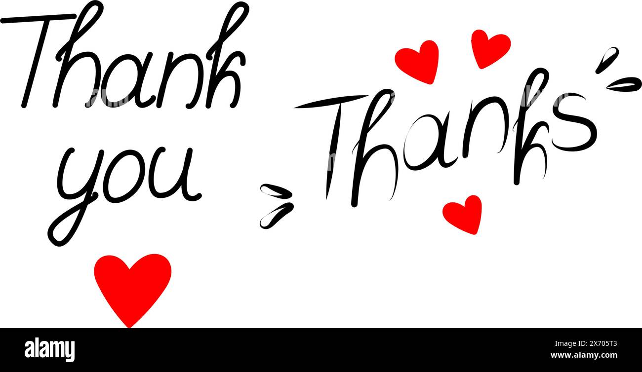 Thank you Thanks Hand drawn lettering with decorative elements and ...