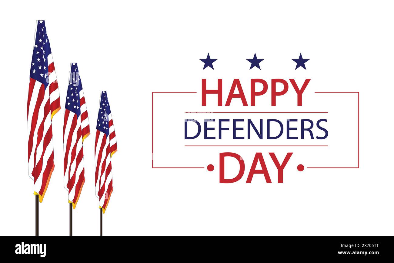 Celebrate Defenders Day in Style with American Flag Text Stock Vector ...