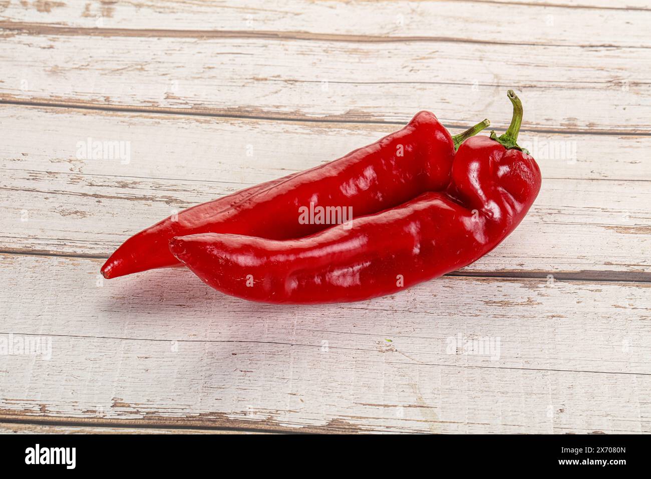 Two red sweet Ramiro organic pepper Stock Photo - Alamy