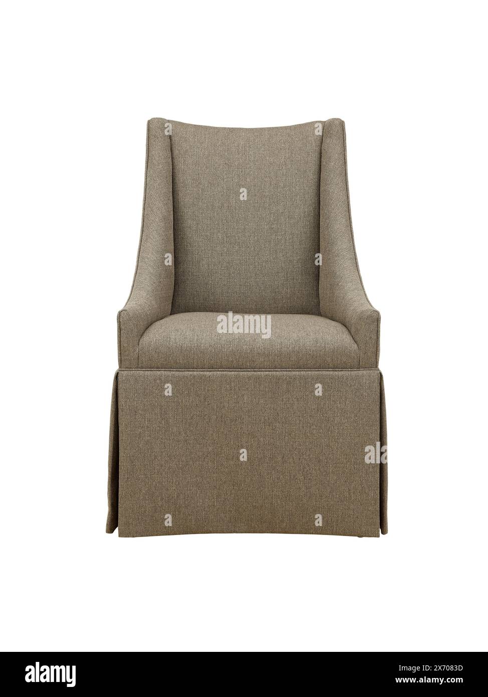 cut out fabric armchair soft cushion with wood leg isolated on white ...