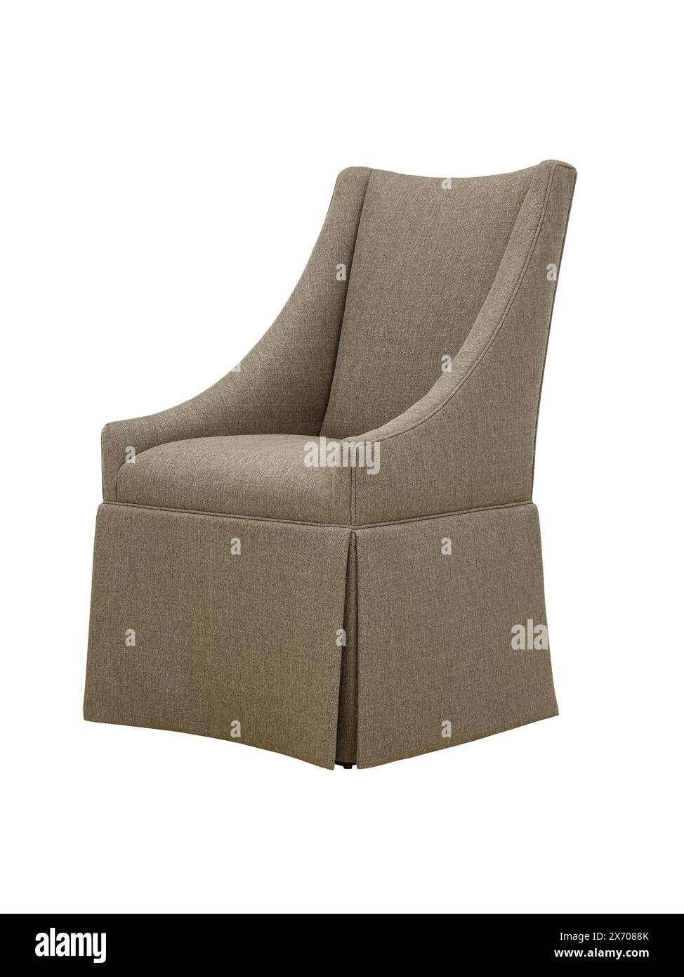 cut out fabric armchair soft cushion with wood leg isolated on white ...