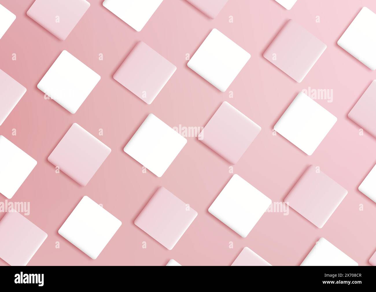 A repeating pattern of white and pink squares decorates a pink ...
