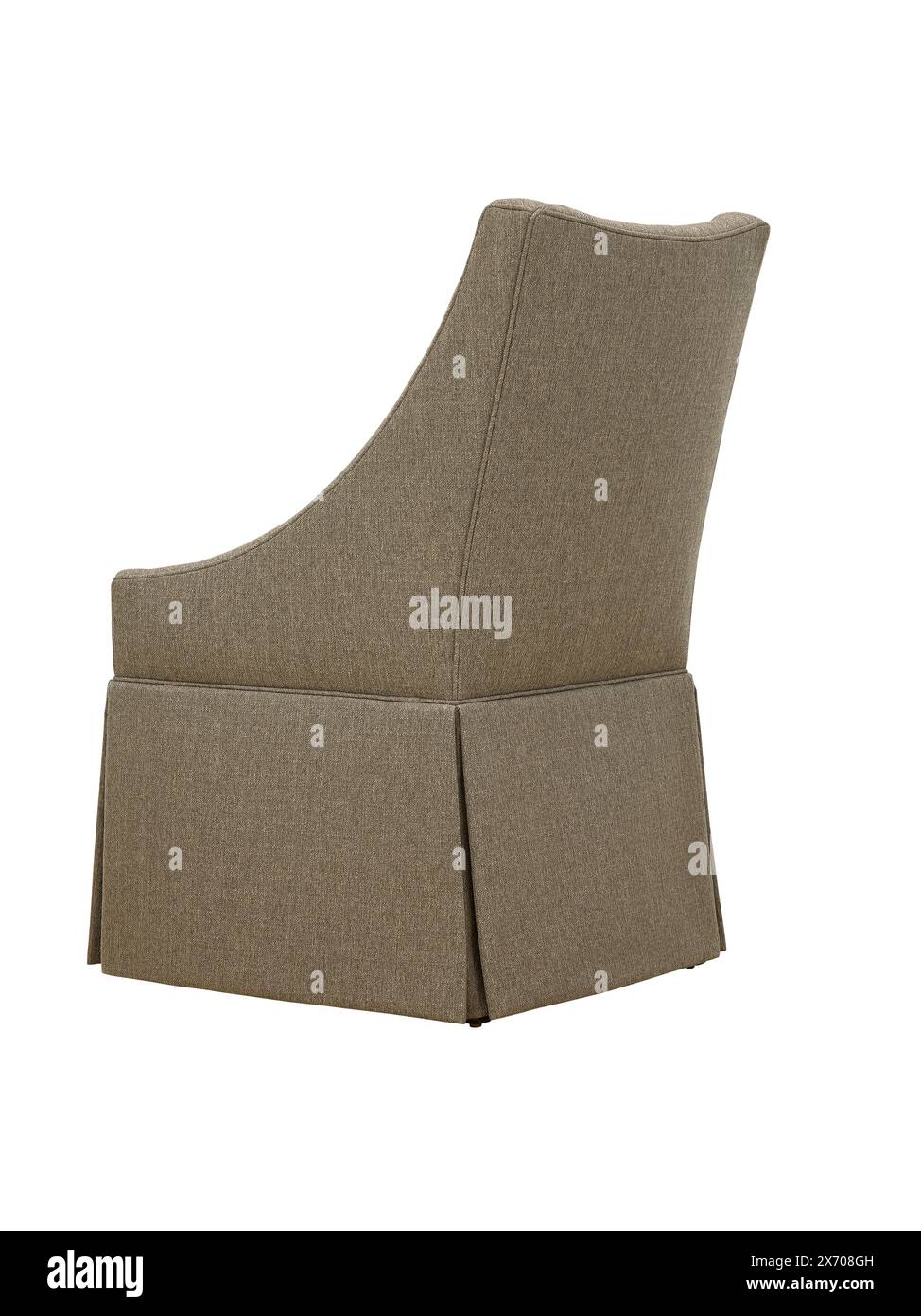 cut out fabric armchair soft cushion with wood leg isolated on white ...