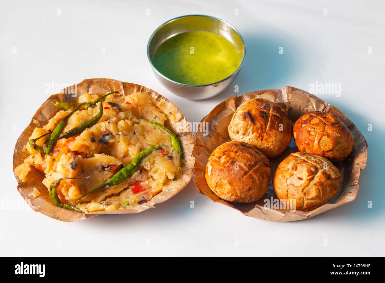 selective focus of Famous food from Bihar and Uttar Pradesh in North ...