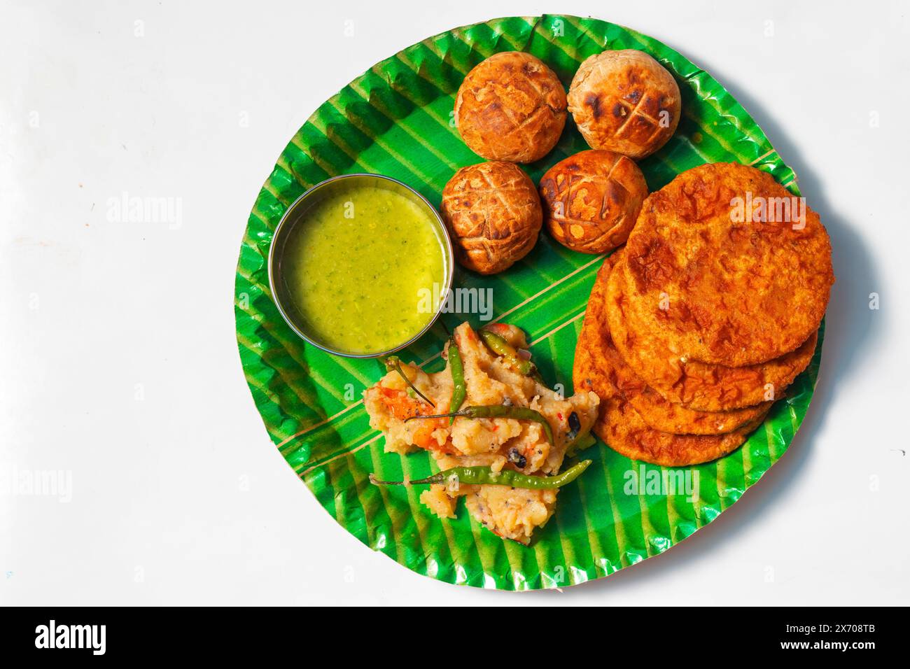 selective focus of Famous food from Bihar and Uttar Pradesh in North ...