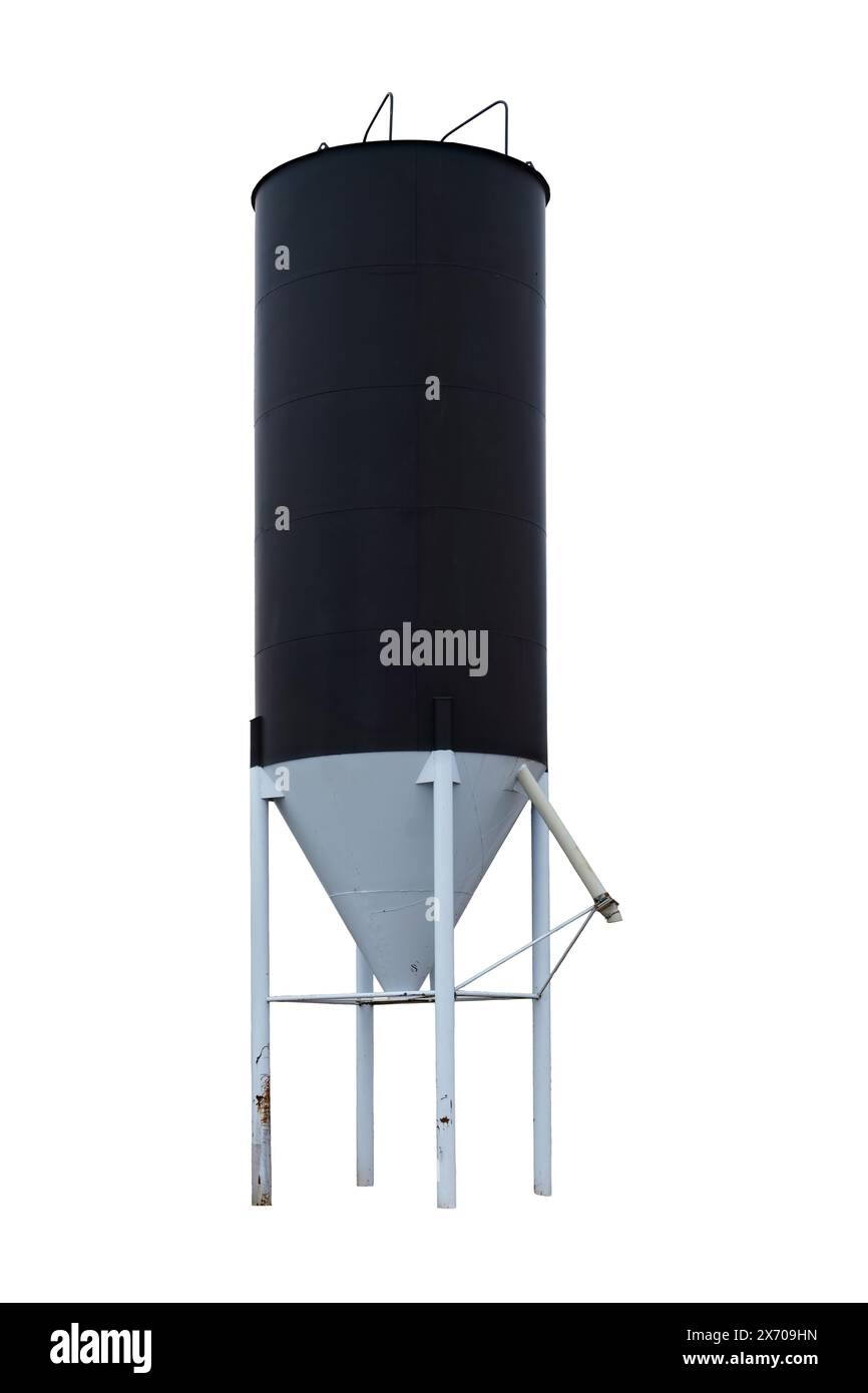 Small black metallic silo isolated on white background Stock Photo - Alamy