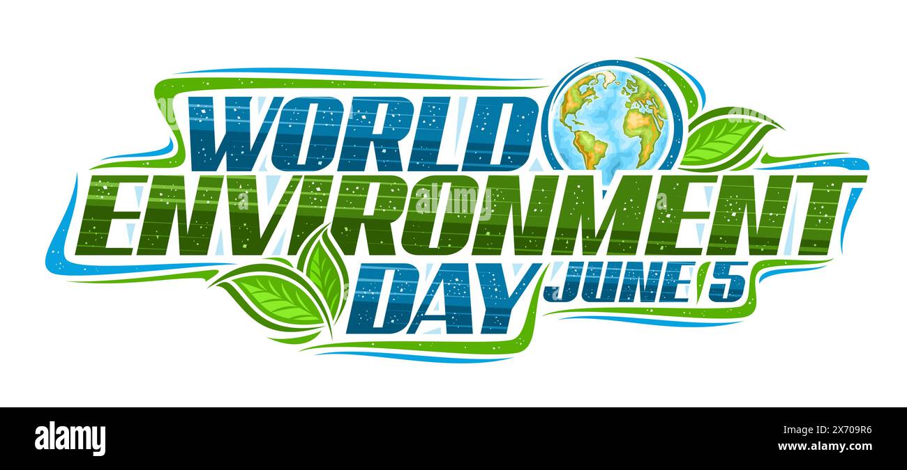Vector logo for World Environment Day, decorative headline with ...