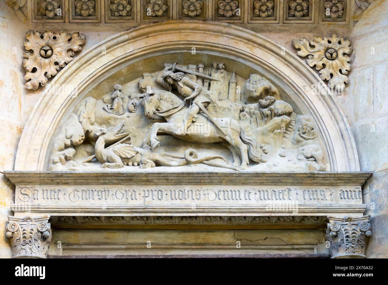 Prague Castle, Basilica of St. George Detail of the St. George motif ...