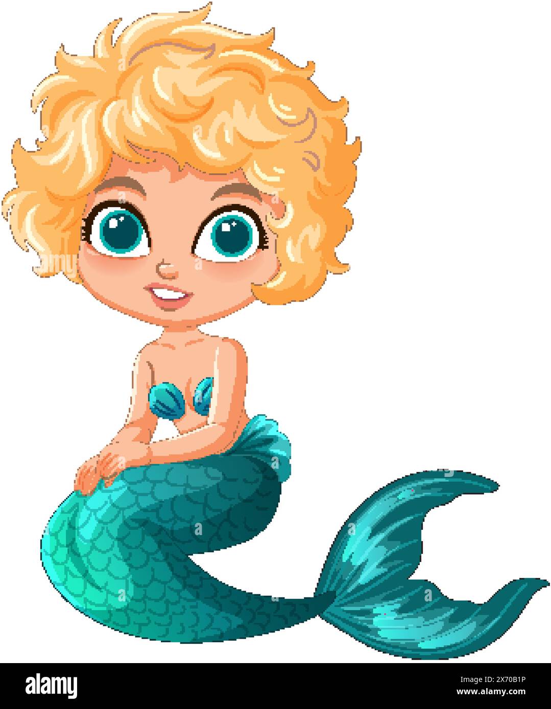 Vector illustration of a cute mermaid child Stock Vector Image & Art ...