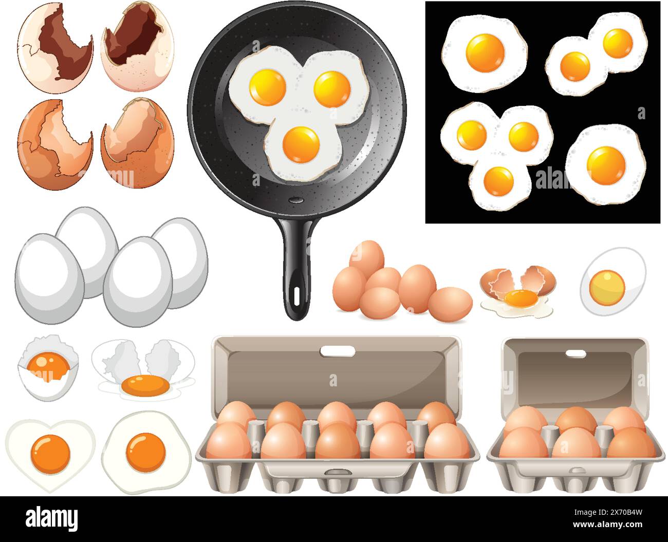 Illustration of eggs, shells, and frying pan Stock Vector Image & Art ...