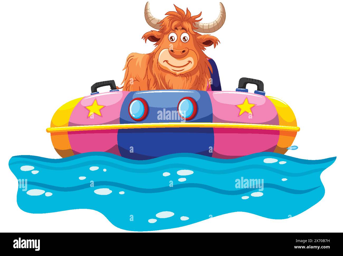 Cartoon yak smiling in a colorful bumper boat Stock Vector Image & Art ...