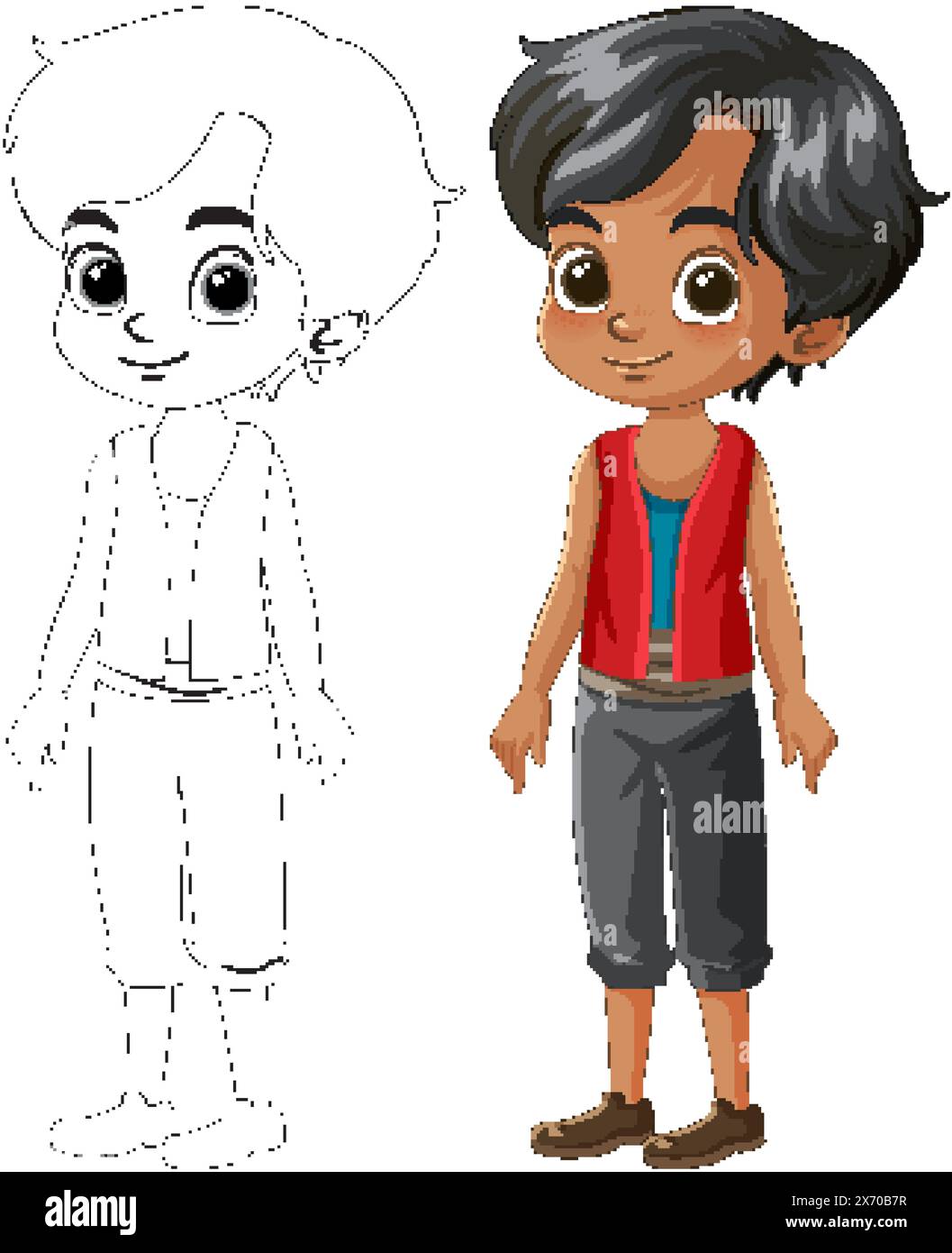 Vector illustration of a boy in colorful attire Stock Vector Image ...