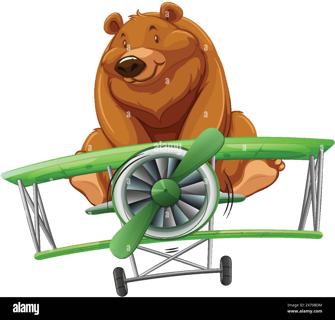 Illustration of a bear piloting a small airplane Stock Vector Image ...
