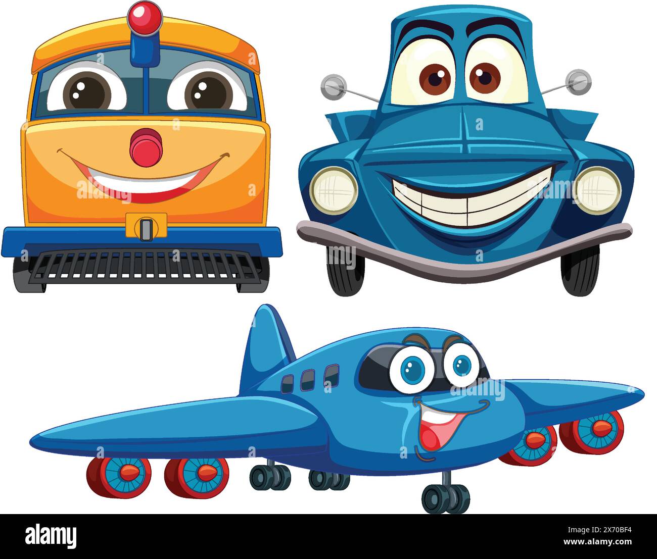 Colorful, friendly vehicles with smiling faces Stock Vector Image & Art ...