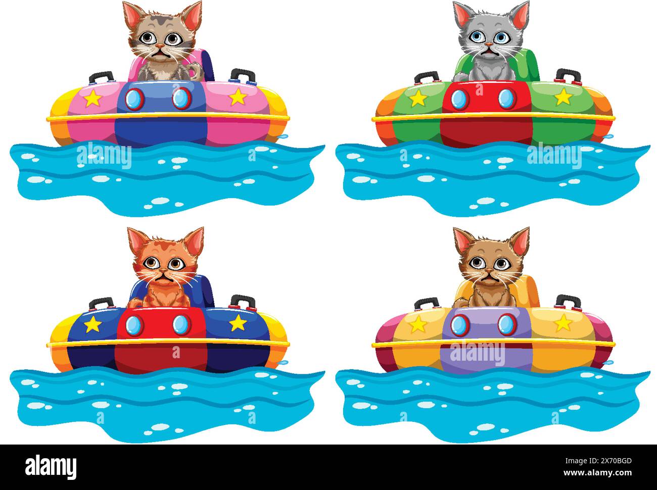 Four cartoon cats in vibrant bumper boats Stock Vector Image & Art - Alamy