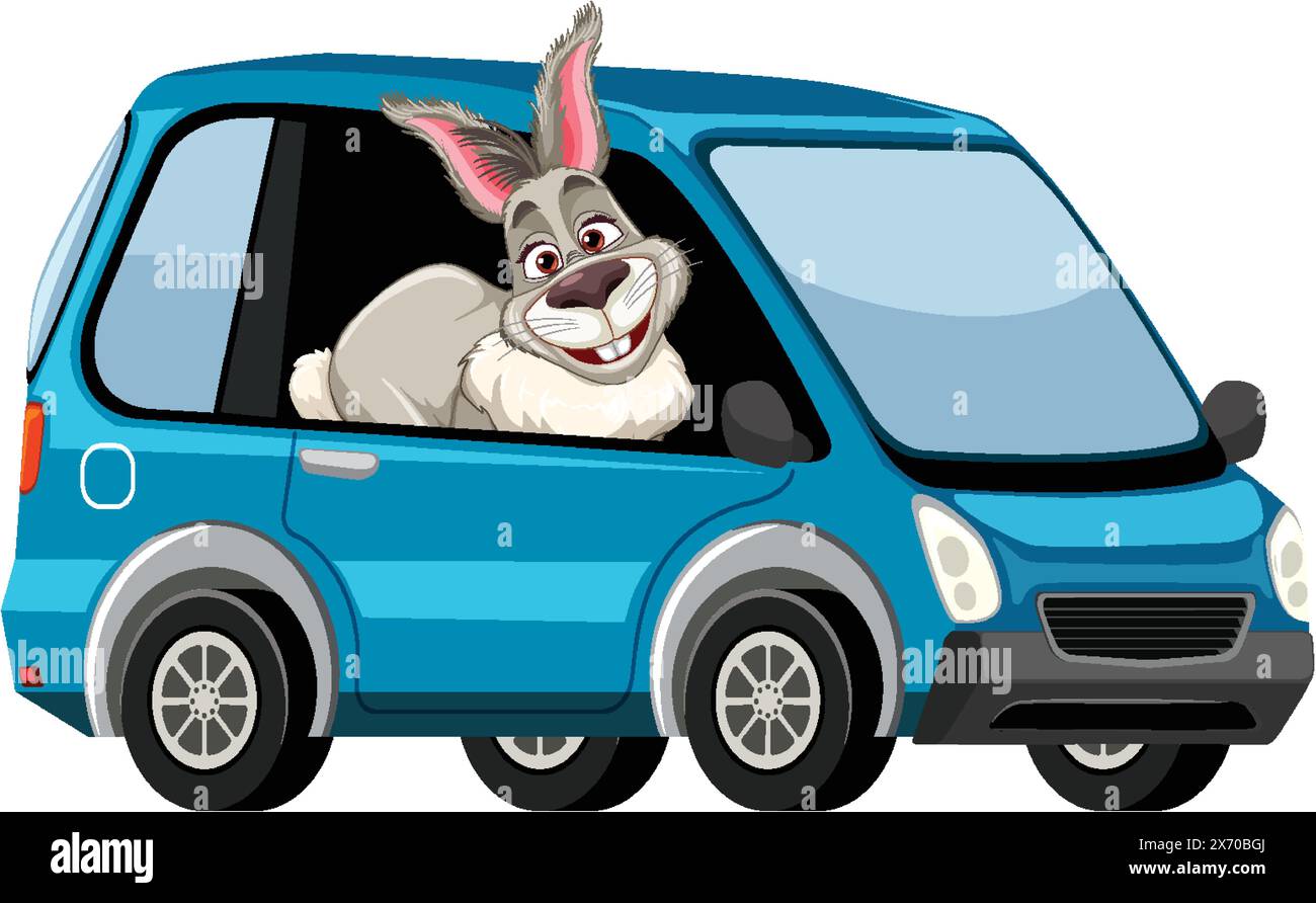 A cheerful rabbit enjoying a ride in a vehicle Stock Vector Image & Art ...