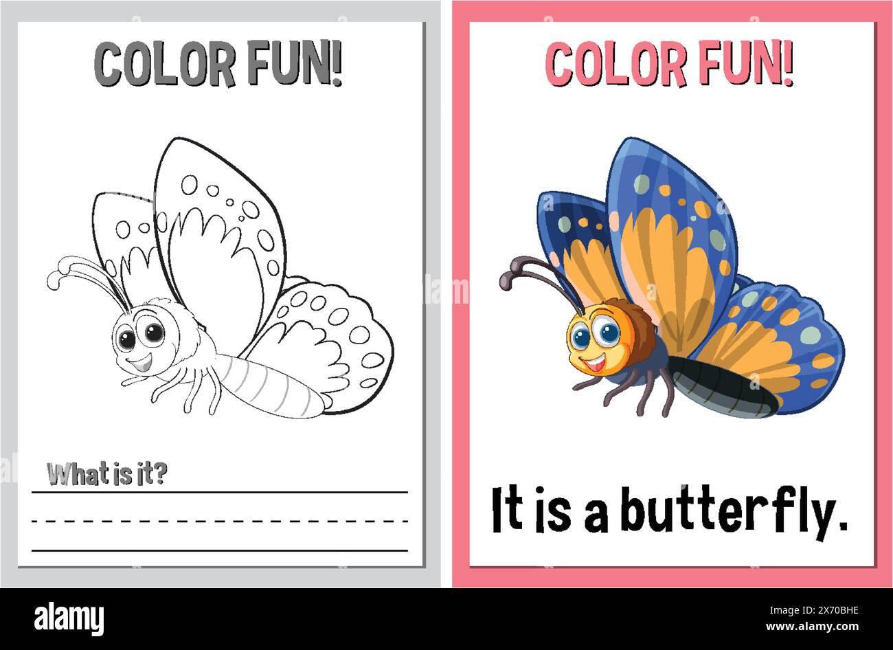 Coloring and learning activity with a butterfly theme Stock Vector ...