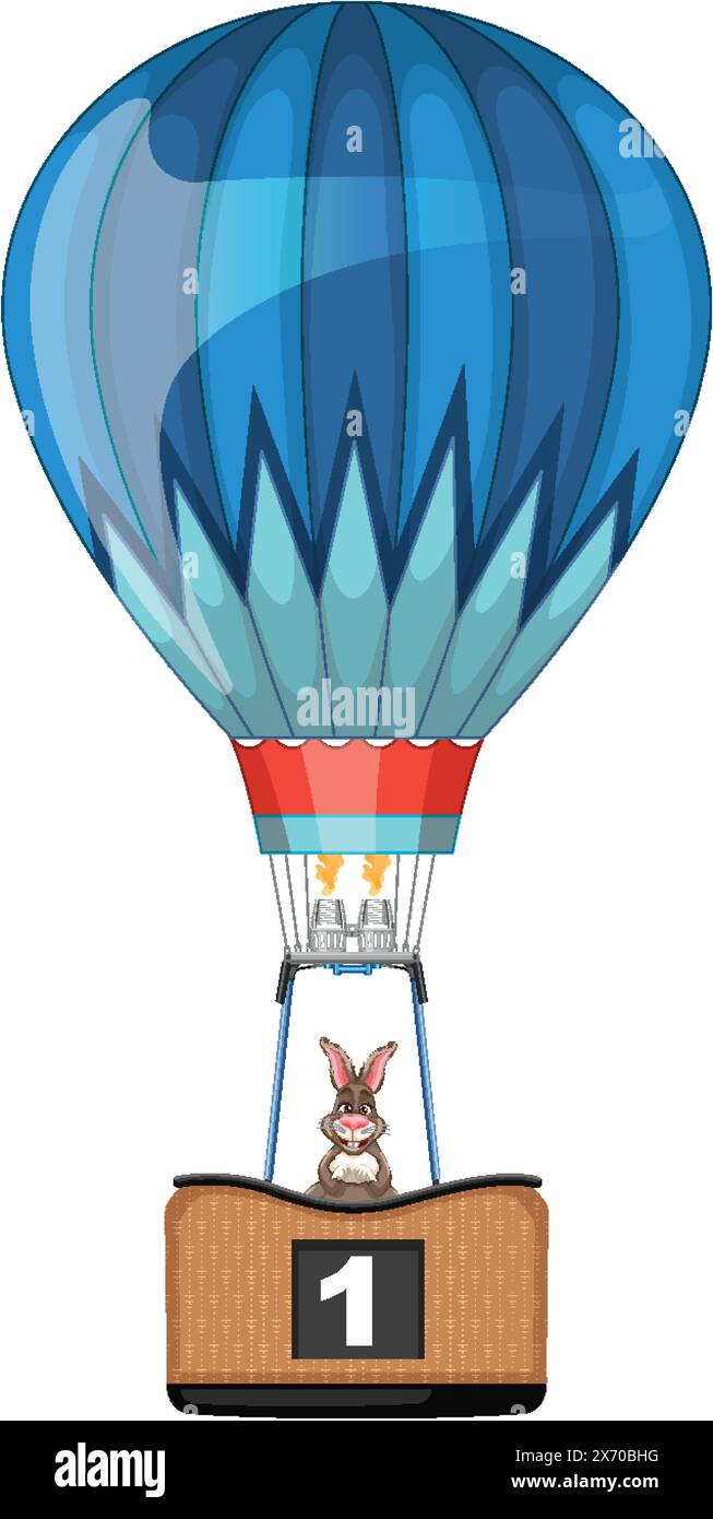 Cartoon rabbit flying in a colorful balloon Stock Vector Image & Art ...