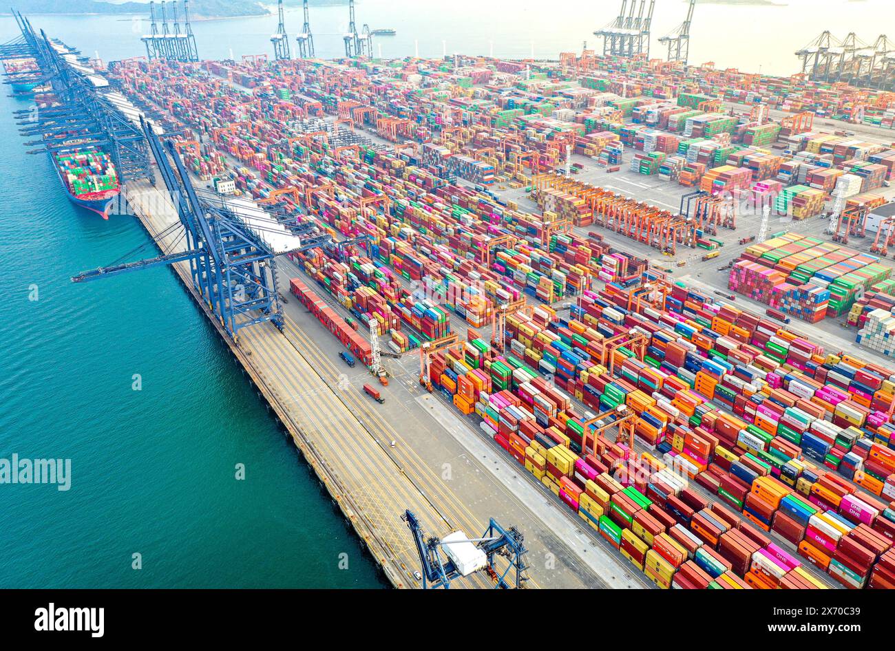 Aerial photo shows the container terminal at Yantian Port in Shenzhen ...