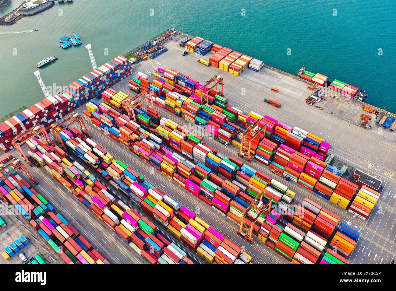 Aerial photo shows the container terminal at Yantian Port in Shenzhen ...