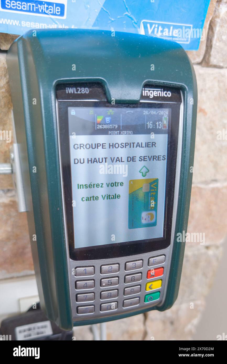Bordeaux , France - 05 15 2024 : Carte vitale computer terminal french ...