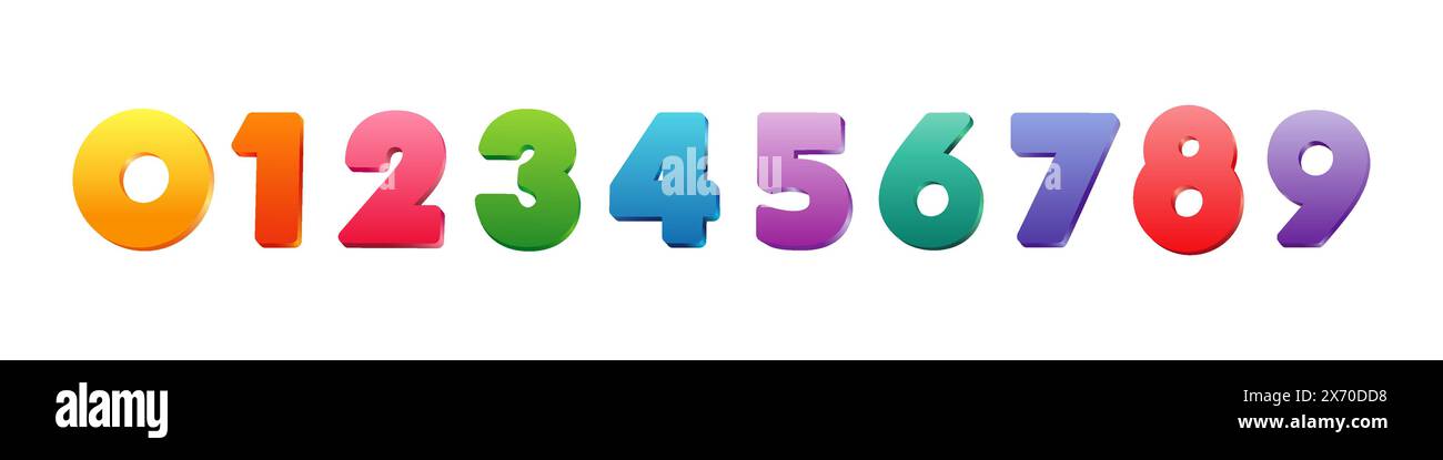 Set of colorful numbers from 0 to 9. Sale concept. School decoration ...