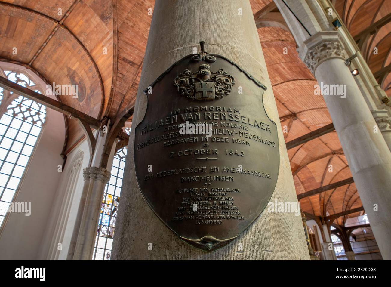 Monumental Plate From Kiliaen Van Rensselaer At The Oude Kerk Church At ...