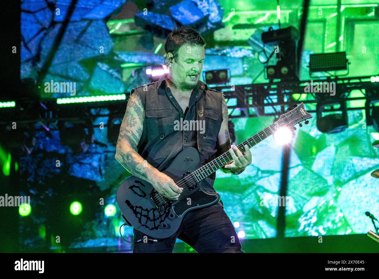 Dan Donegan of Disturbed performs during Sonic Temple Art and Music ...