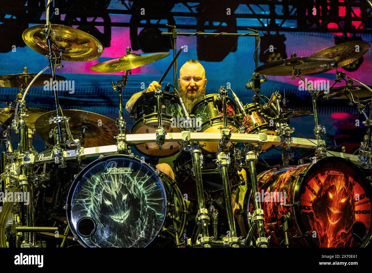 Mike Wengren of Disturbed performs during Sonic Temple Art and Music ...