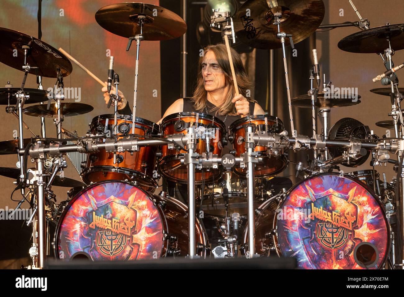 Scott Travis of Judas Priest performs during Sonic Temple Art and Music ...