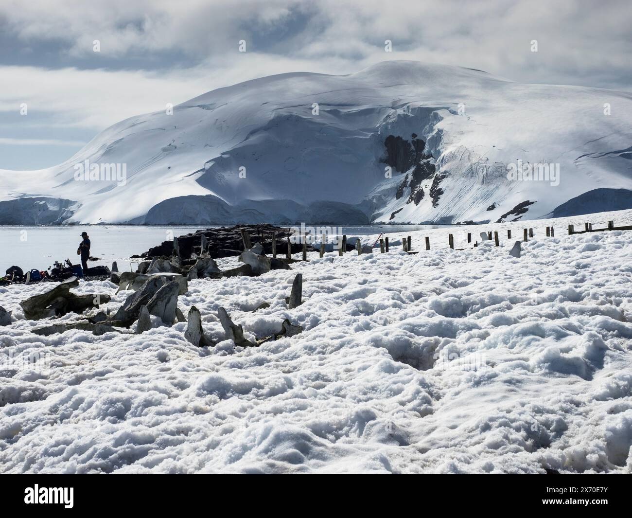 Expedition guide and whaling ruins on D’Hainaut Island, Mikkelsen ...