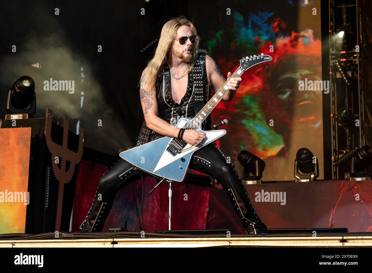 Richie Faulkner of Judas Priest performs during Sonic Temple Art and ...