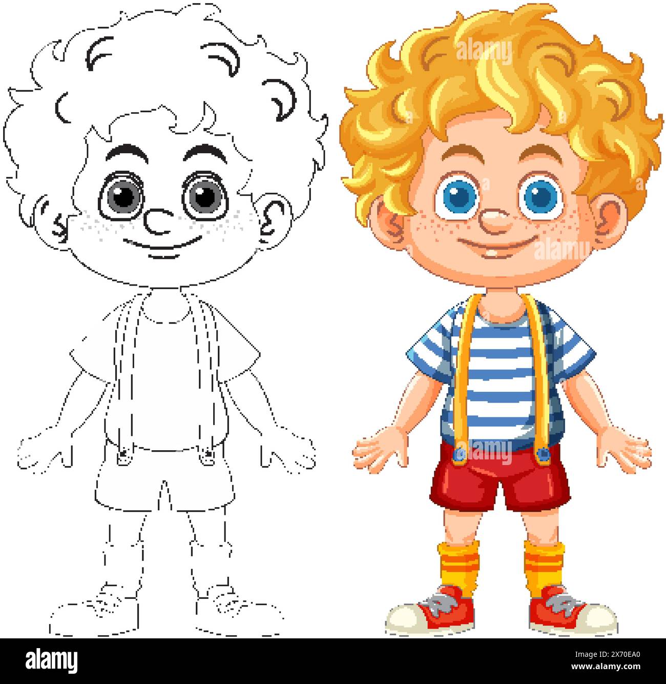 Cute clown boy in color and outline Stock Vector Image & Art - Alamy