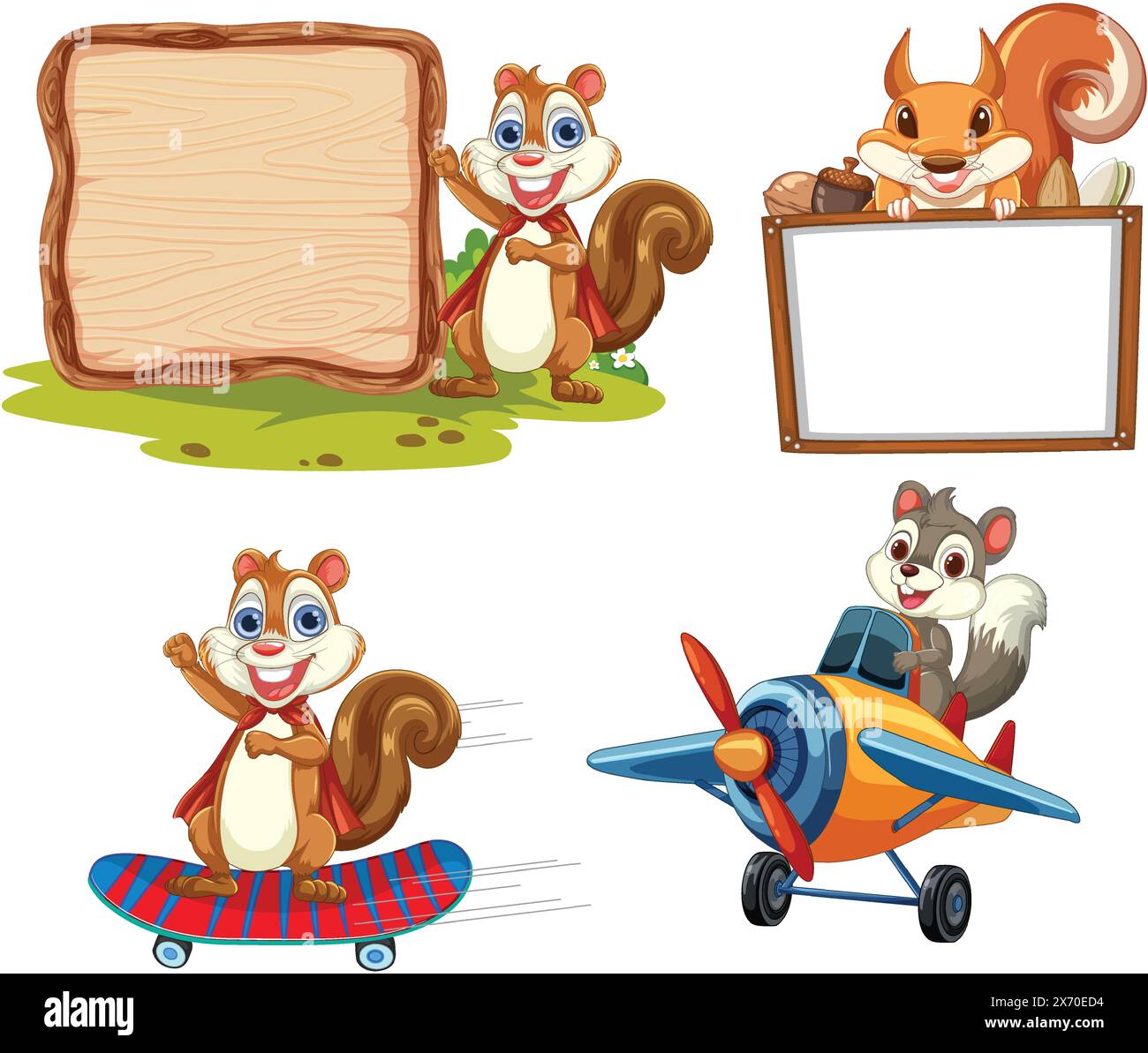 Cartoon squirrels engaging in playful activities Stock Vector Image ...