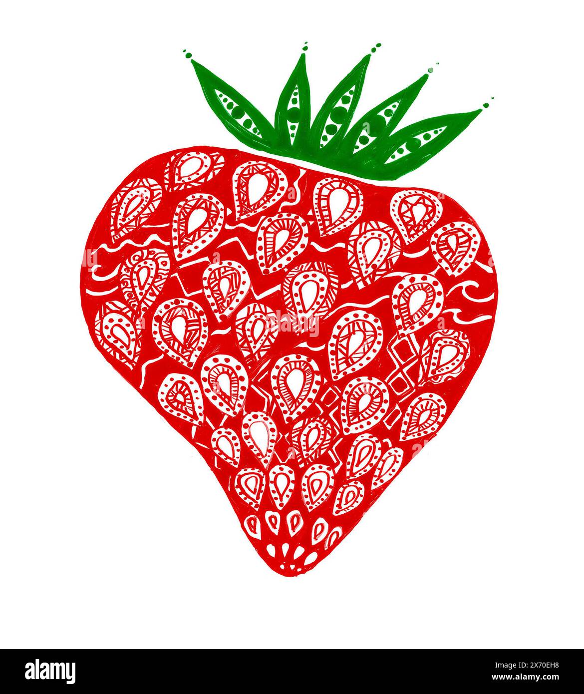 Stylized illustration of strawberry. Doodle. Isolated on white ...