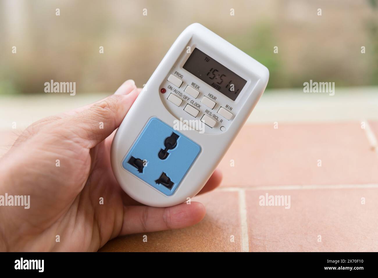 Closeup to digital timer plug Stock Photo - Alamy