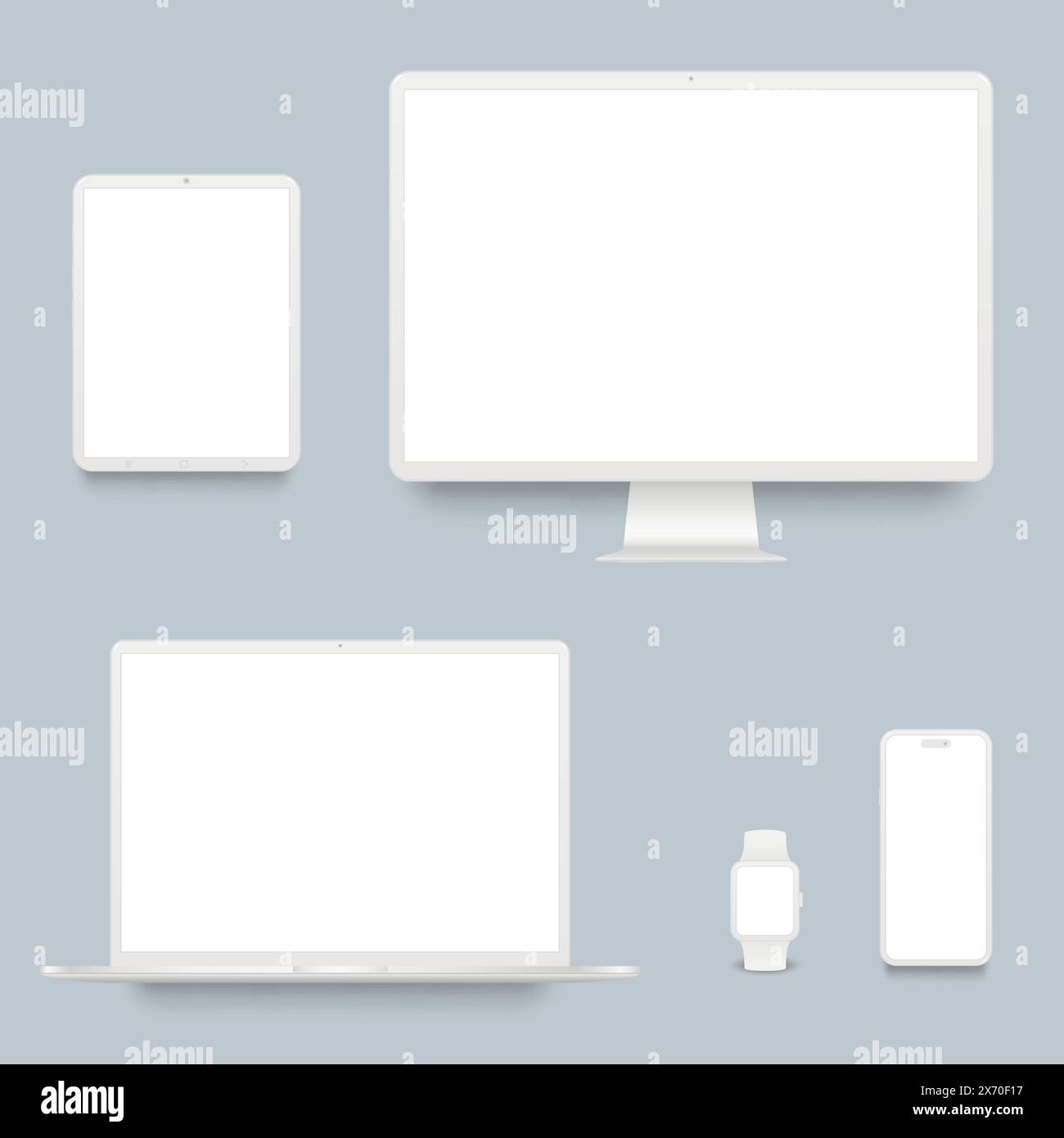 Set digital devices with white empty screen. Vector illustration Stock ...