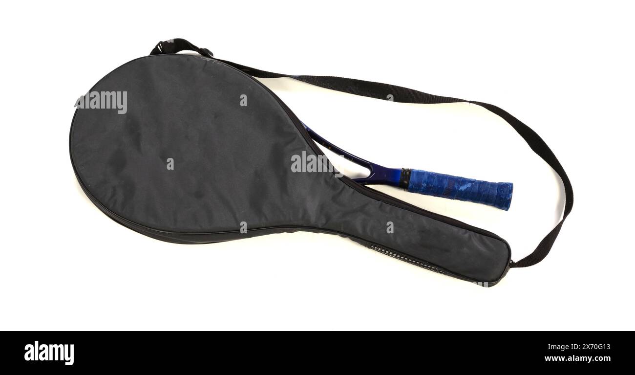 Old tennis racket cover isolated on white background Stock Photo - Alamy