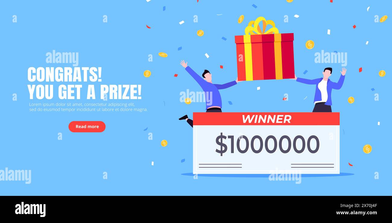 Happy lottery winners with big prize paycheck Stock Vector Image & Art ...